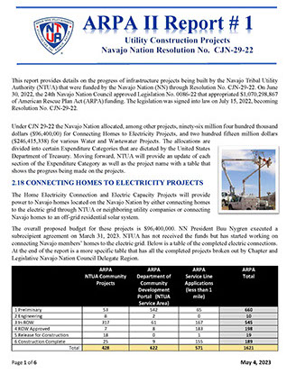 Navajo Tribal Utility Authority ARPA UpdatesNTUA