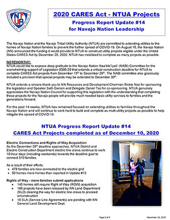 Navajo Tribal Utility Authority CARESProgressReportNTUA