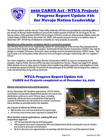 Navajo Tribal Utility Authority CARESProgressReportNTUA